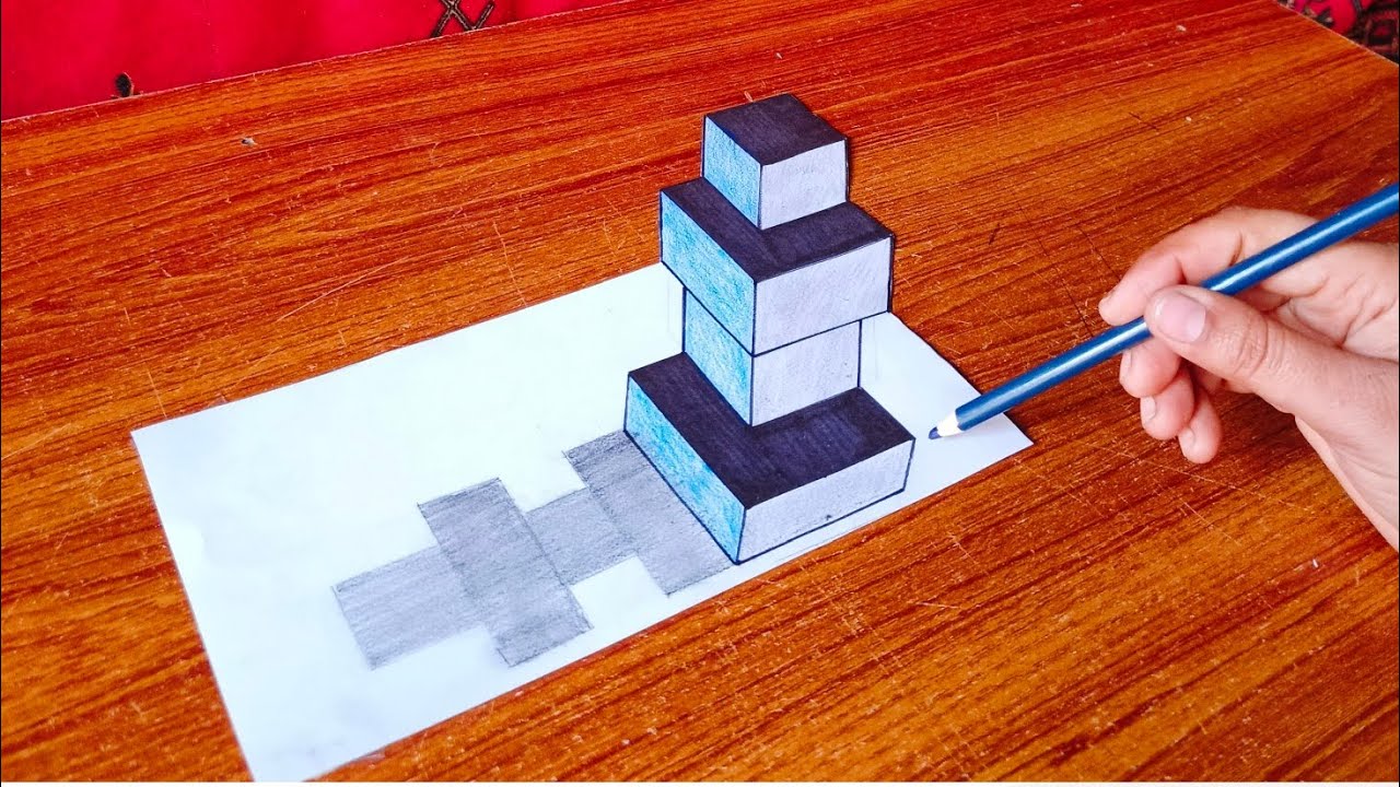 3d drawing techniques on paper easy tutorial - How to draw 3d - YouTube