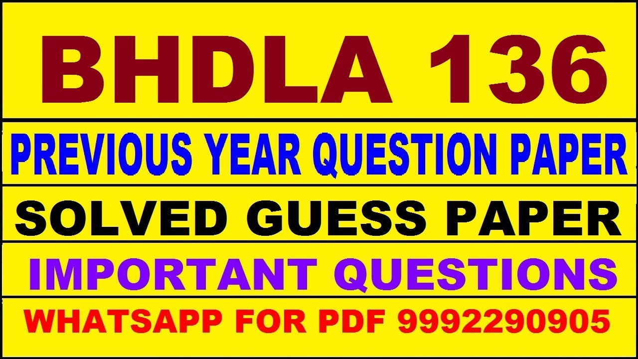 bhdla 136 previous year question paper | bhdla 136 important questions ...