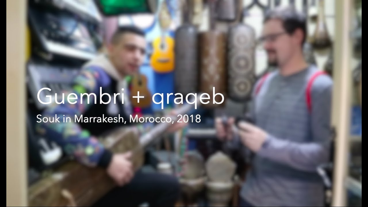 Guembri + Qraqeb jam session in a Marrakesh instrument store - YouTube