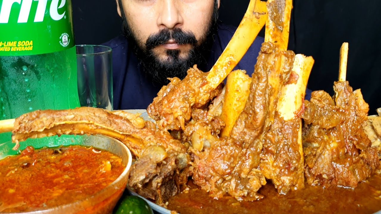 HUGE SPICY BEEF CHAMP RIBS CURRY, MUTTON LEG PIECE, GRAVY MUKBANG ...