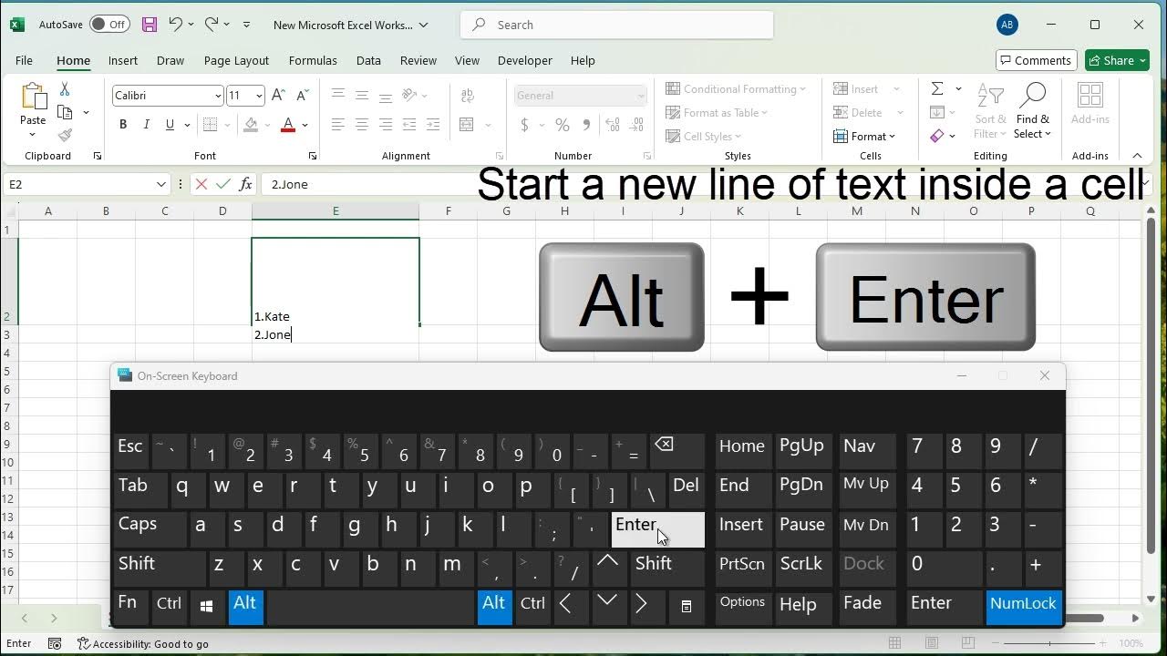 How to start a new line of text inside a cell in Excel: Write multiple ...