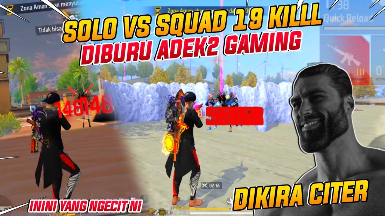 SOLO VS SQUAD 19KILL !! PAKE BUNDLE KECE +AIM MERAH AUTO DIKIRA CITER 😂 - YouTube