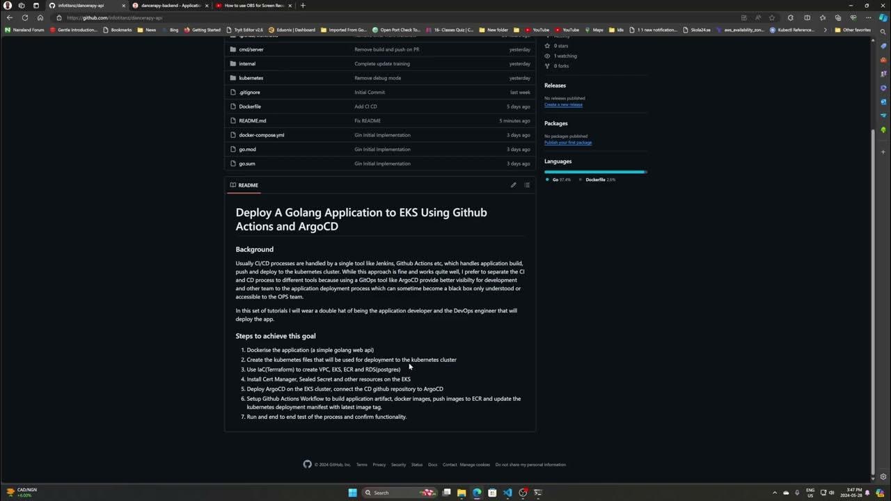 Deploy A Golang Application To Eks Using Github Actions And Argocd Youtube