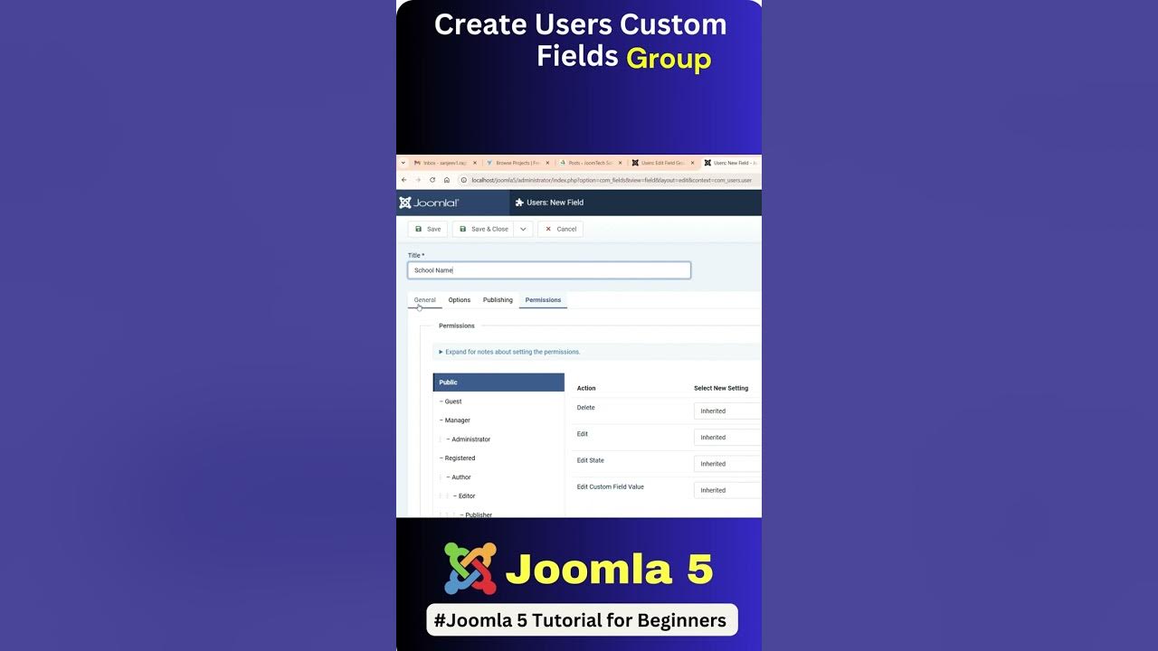 User Custom field group in Joomla 5 Part-4 #basicjoomla #joomla #joomla5 #joomlatutorial - YouTube