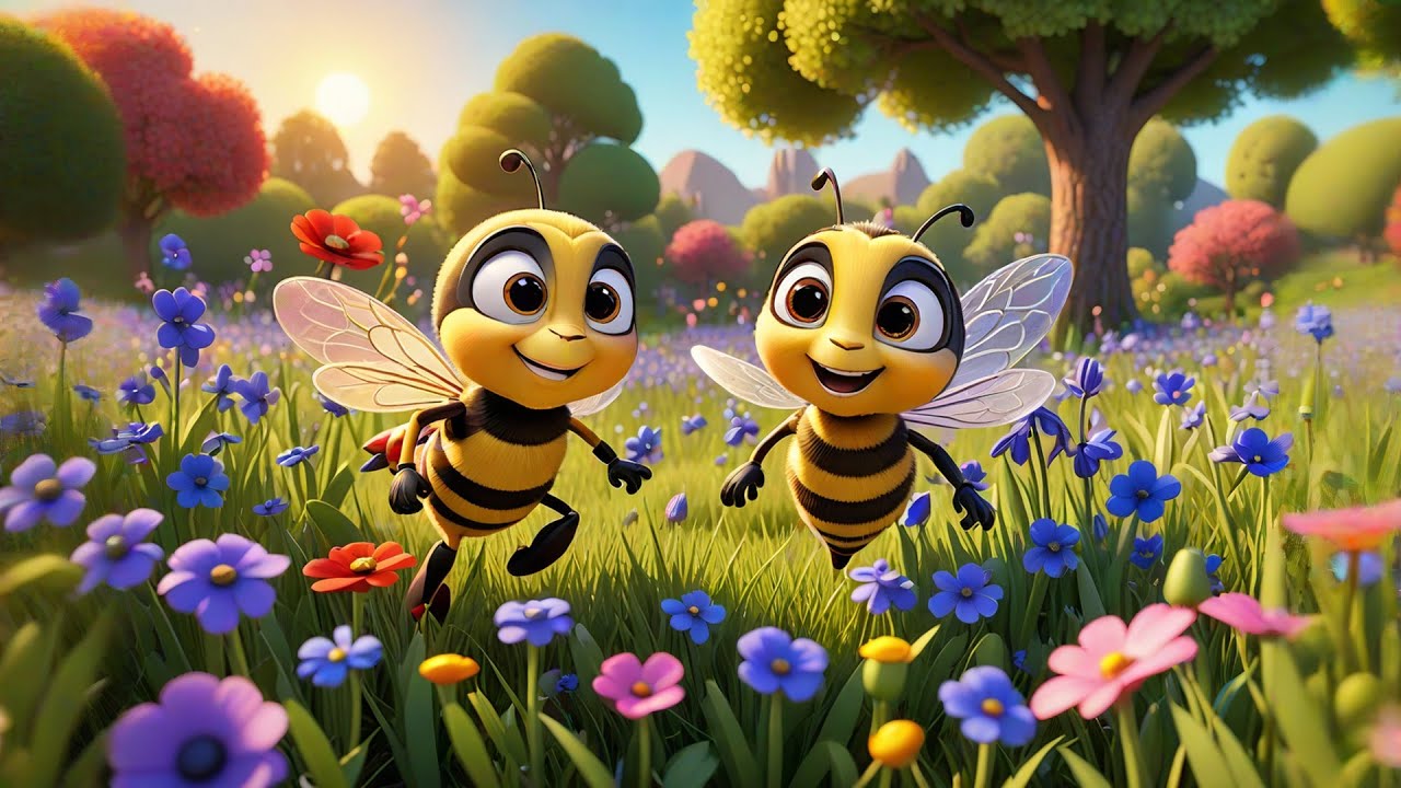 Four Busy Bees Buzz All Day | Bee Song for Kids | Nursery Rhymes and ...
