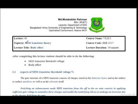 #VLSI_Lecture 5: Body effect & Threshold voltage of nMOS - YouTube