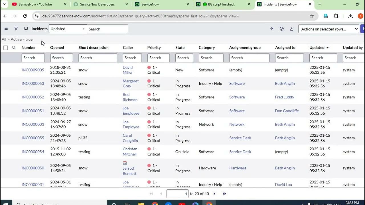 #print first 10 incident using background script|| ServiceNow scenario based interview questions ...
