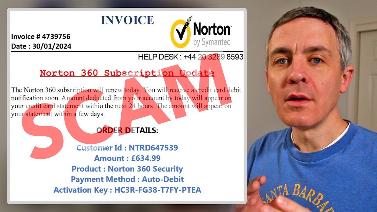 Norton 360 Security Invoice Scam Email (2024) - YouTube