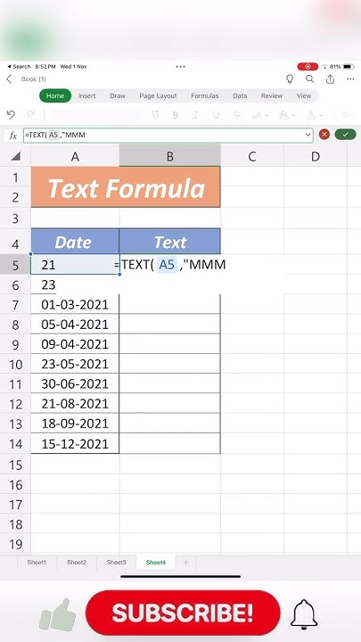 Convert Date Into Month Using Text Formula In Excel #excel - YouTube