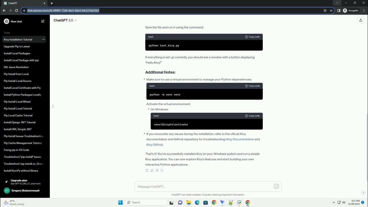 pip install kivy windows - YouTube