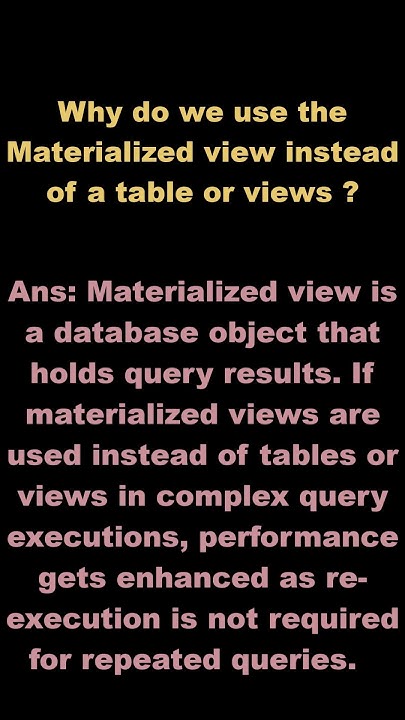 #shorts Why Do we use materialized view ? | Learnomate Technologies - YouTube