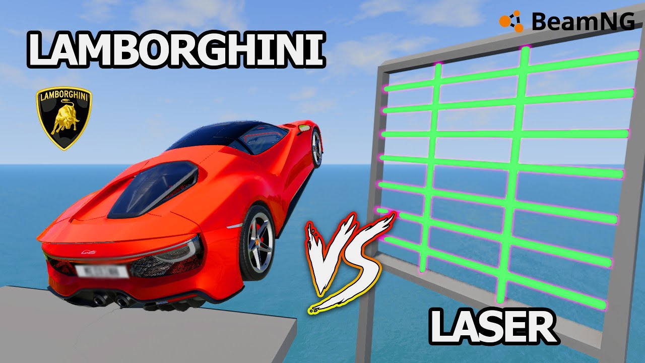 Cars vs Lightning Mcqueen Jump Competition - Lasers, Speed Bumps BeamNG ...