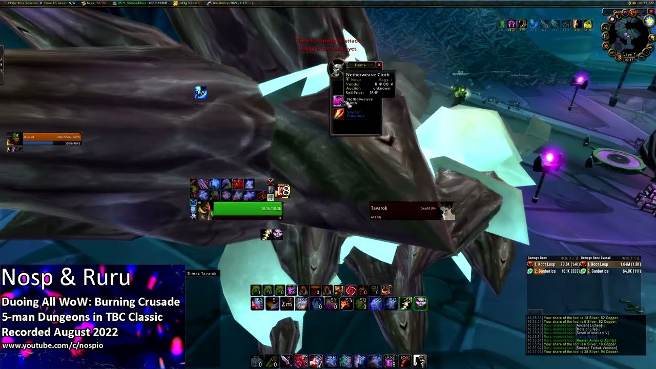 Mana-Tombs 2-Man/Duo [Warrior Druid PvE Duo] [World of Warcraft TBC ...