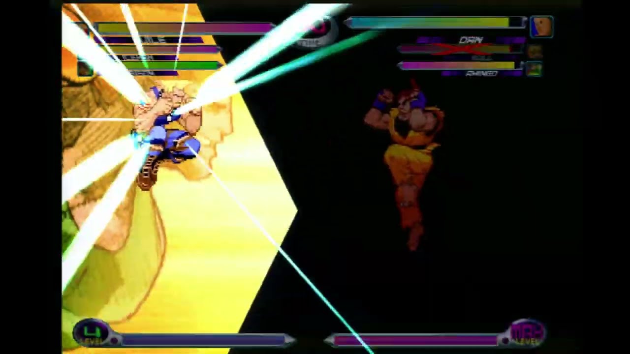 Sega Dreamcast MVC2 Guile Combo'ed Grab; Snapback to Crossfire Assault (Hyper combo break) on ...