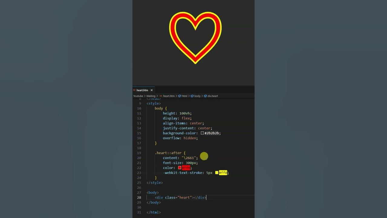 Heart Shape Using Html Css Html Web Coding Cssdesign Code Heart Heartdesigns Youtube 4702