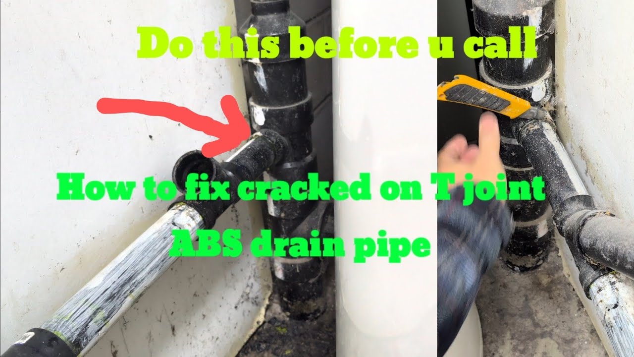 How to fix cracked on T joint abs drain pipe - YouTube
