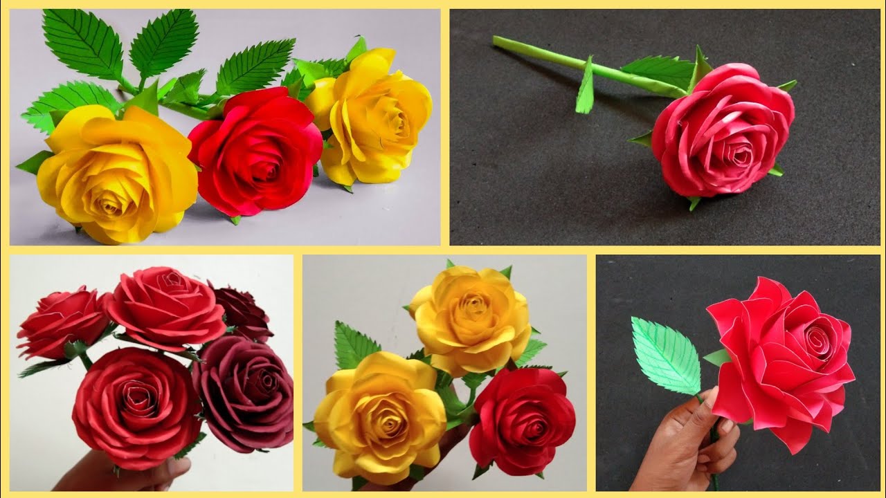 3 Easy and Beautiful Paper Rose || Paper Craft - Diy Home Decor ...
