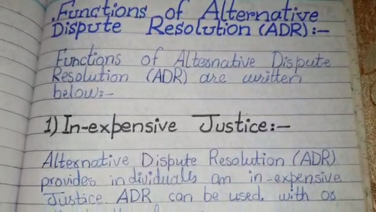 Alternative Resolution Dispute ADR written notes with introduction ...