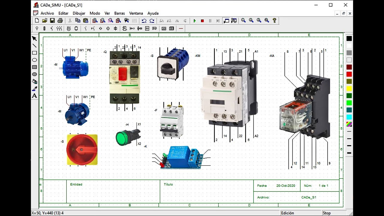 ARRANQUE DE MOTOR CON RETENCION EN Cade_Simu. (diagrama 🟢control🔴 y potencia) - YouTube