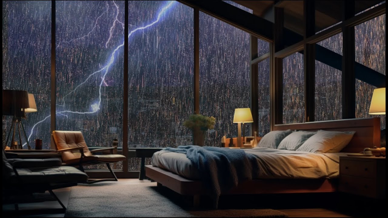 Rain outside window 🌦️ Listen & Sleep Immediately with Heavy Downpour ...