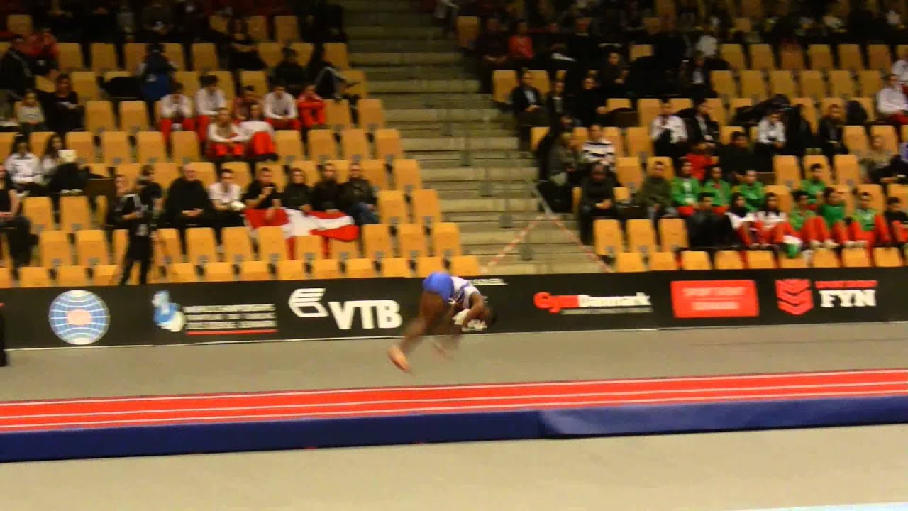GBR Joshua Hunter 1st pass Prelims 17 18 Mens Tumbling 2015 World Age ...