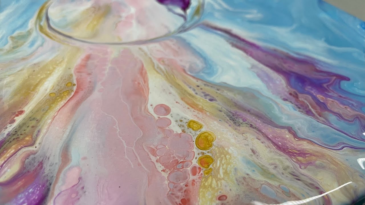 💫Splash of Color🎆- Blue, Pink & Gold - Shiny Painting in Dutch Pour ...
