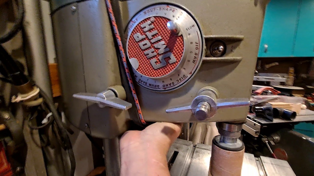 Shopsmith Woodworking Tool - bungee cords support drill press. - YouTube