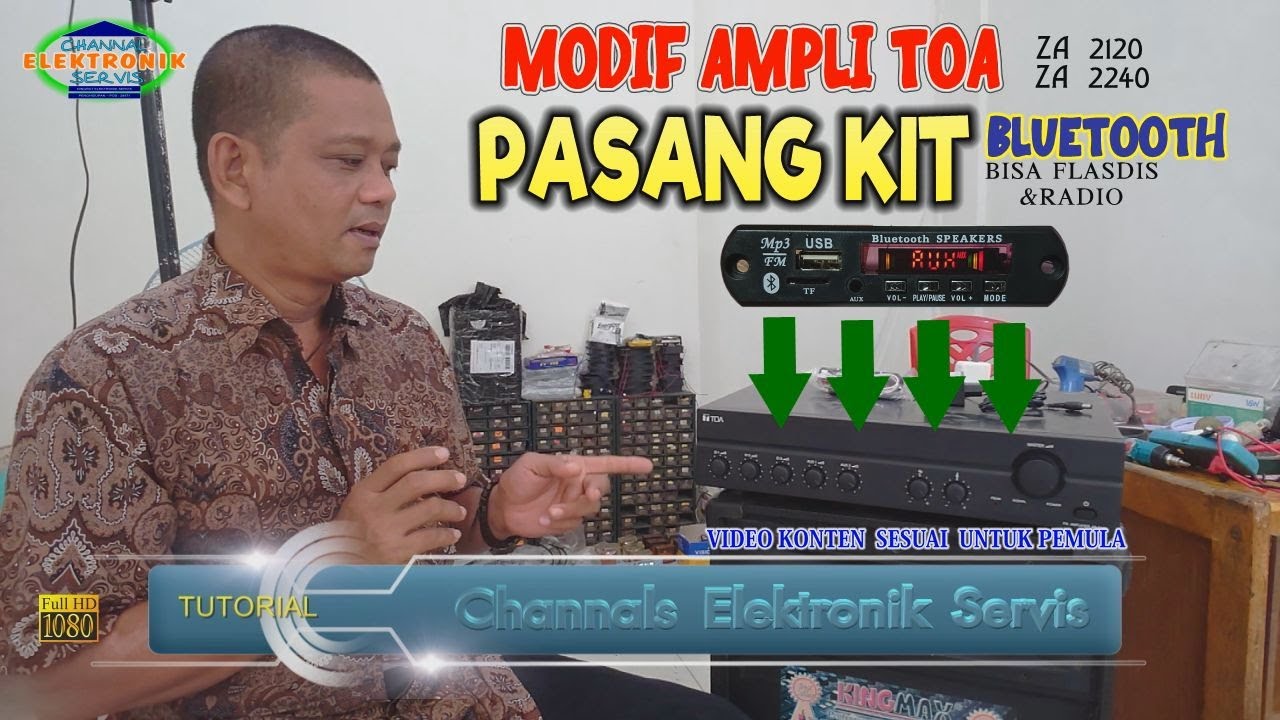 Modif Ampli TOA Pasang kIT Bluetooth/Mp3 Player - YouTube