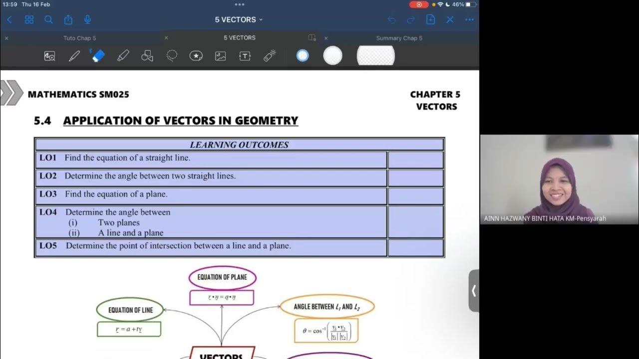 Lecture 4: 5.4 Equation of Line/ Equation of Plane / Angle between Two Lines | Vectors SM025 ...