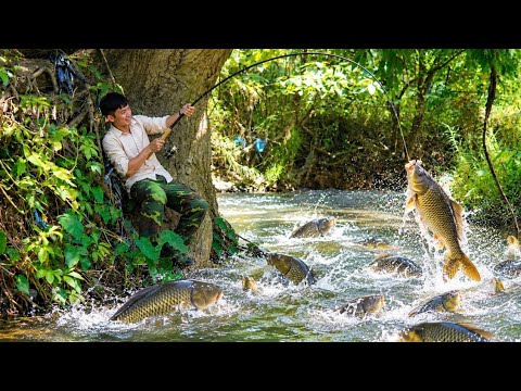 CEO Triệu Quyết fishes on a large river, cares for an elderly woman, and cooks delicious meals.