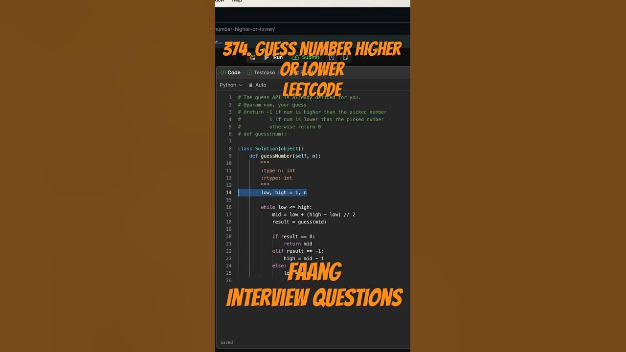 Leetcode 374 - Guess Number Higher or Lower - YouTube
