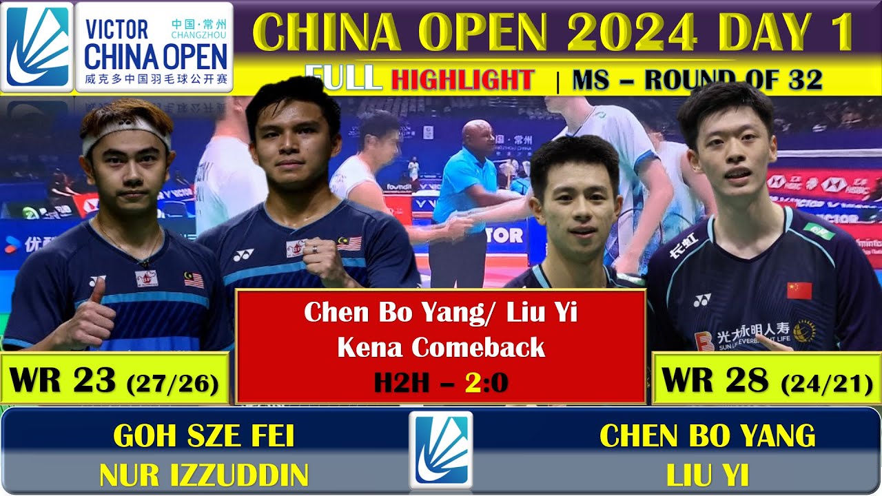 GOH SZE FEI / NUR IZZUDDIN VS CHEN BO YANG / LIU YI || CHINA OPEN 2024 ...