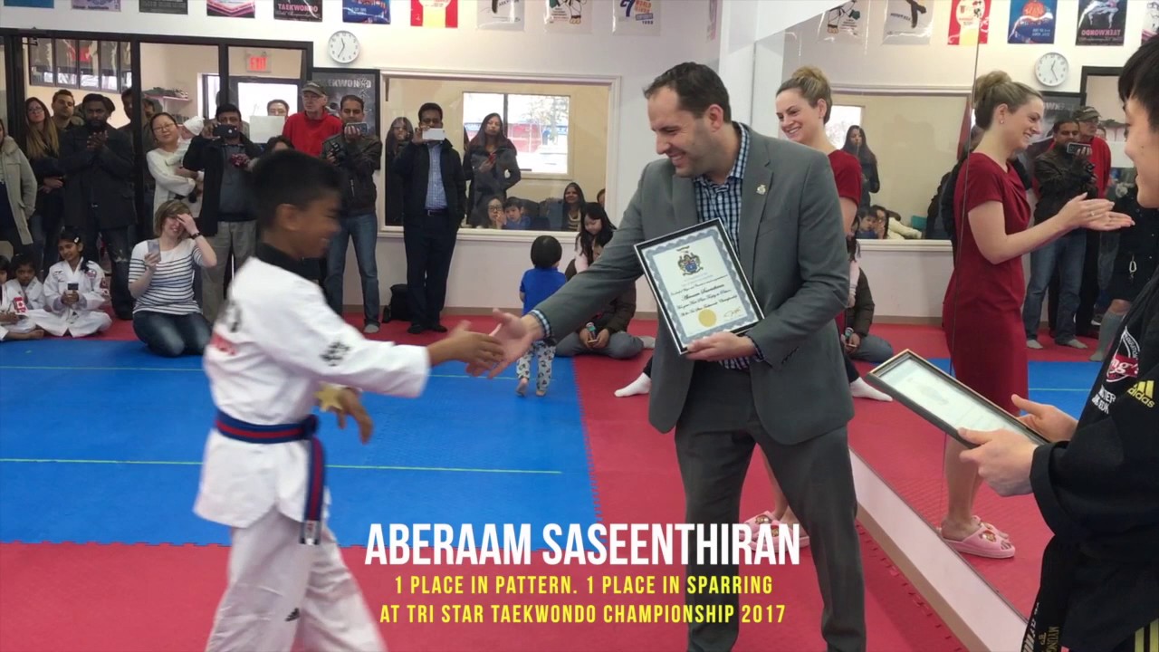 Mayor of Stouffville Justin Altmann awarding trophy certificates to ...