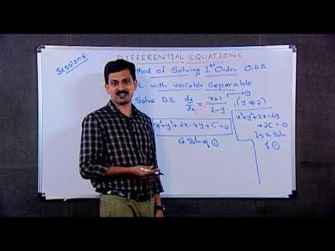 SOLVING FIRST ORDER DIFFERENTIAL EQUATIONS- VARIABLE SEPARABLE METHOD(MAL)#swayamprabha #ch08sp ...