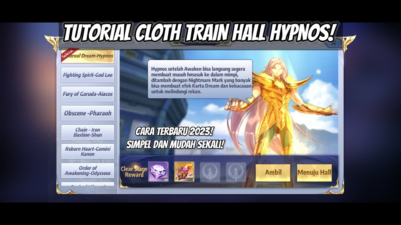 TUTORIAL CLOTH TRAIN HALL HYPNOS! - SAINT SEIYA AWAKENING INDONESIA - YouTube