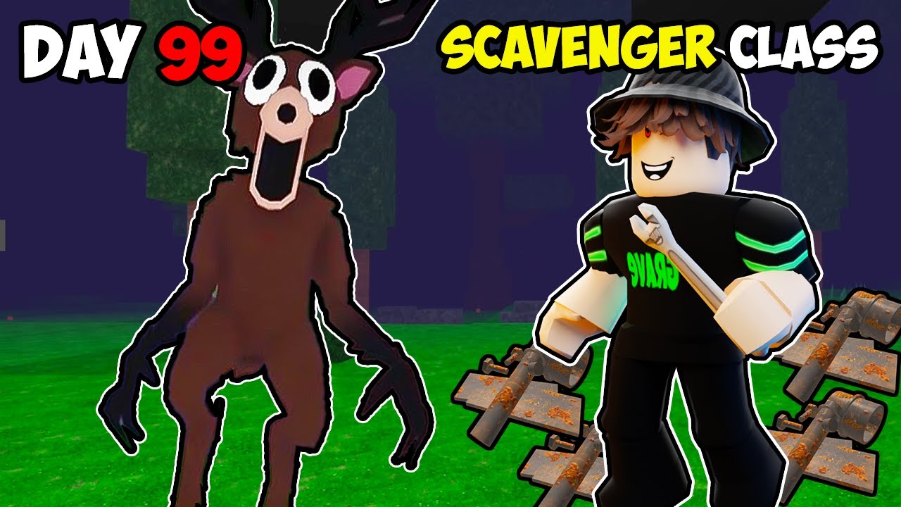 I Survived 99 Nights In a Roblox Forest SOLO With The SCAVENGER CLASS ...