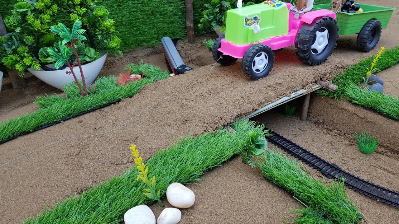 Diy how to make sweeming pool with tractor trolley_Moon farming - YouTube