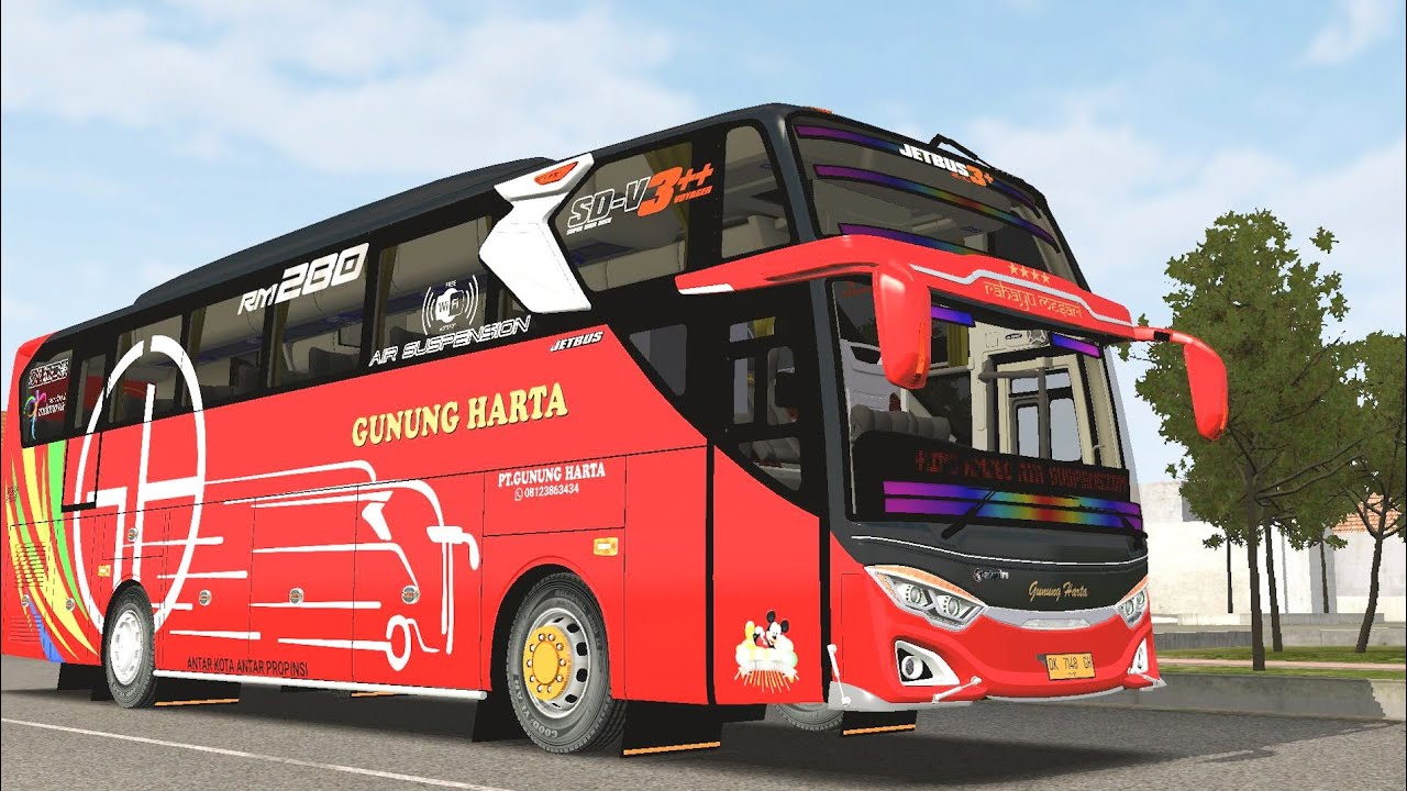 MOD BUSSID HINO RM280 V.2 FREE || JETBUS 3+ SHD MN Art - YouTube
