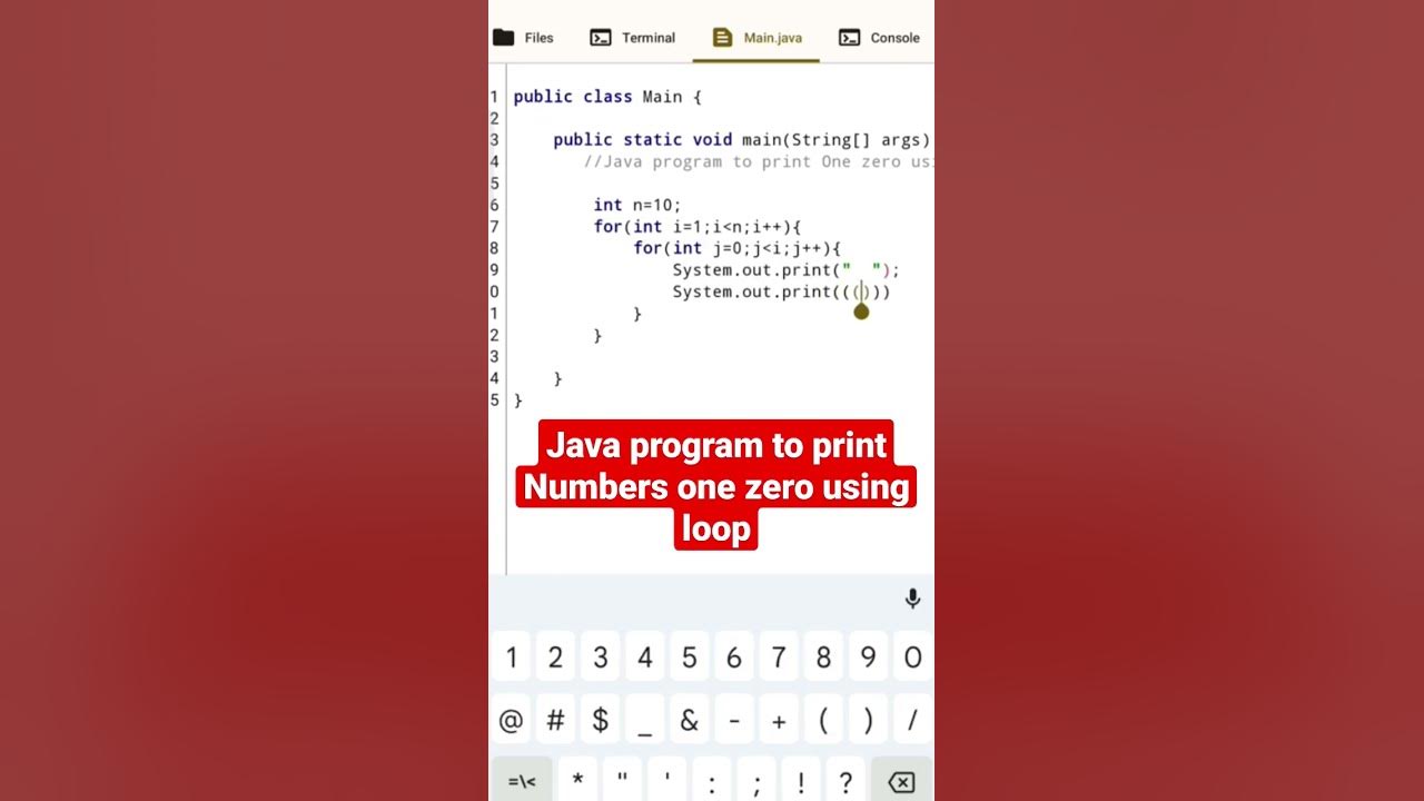 Shortsš„java Program To Print Numbers Zero One Using Loop Viral Viralvideo Java