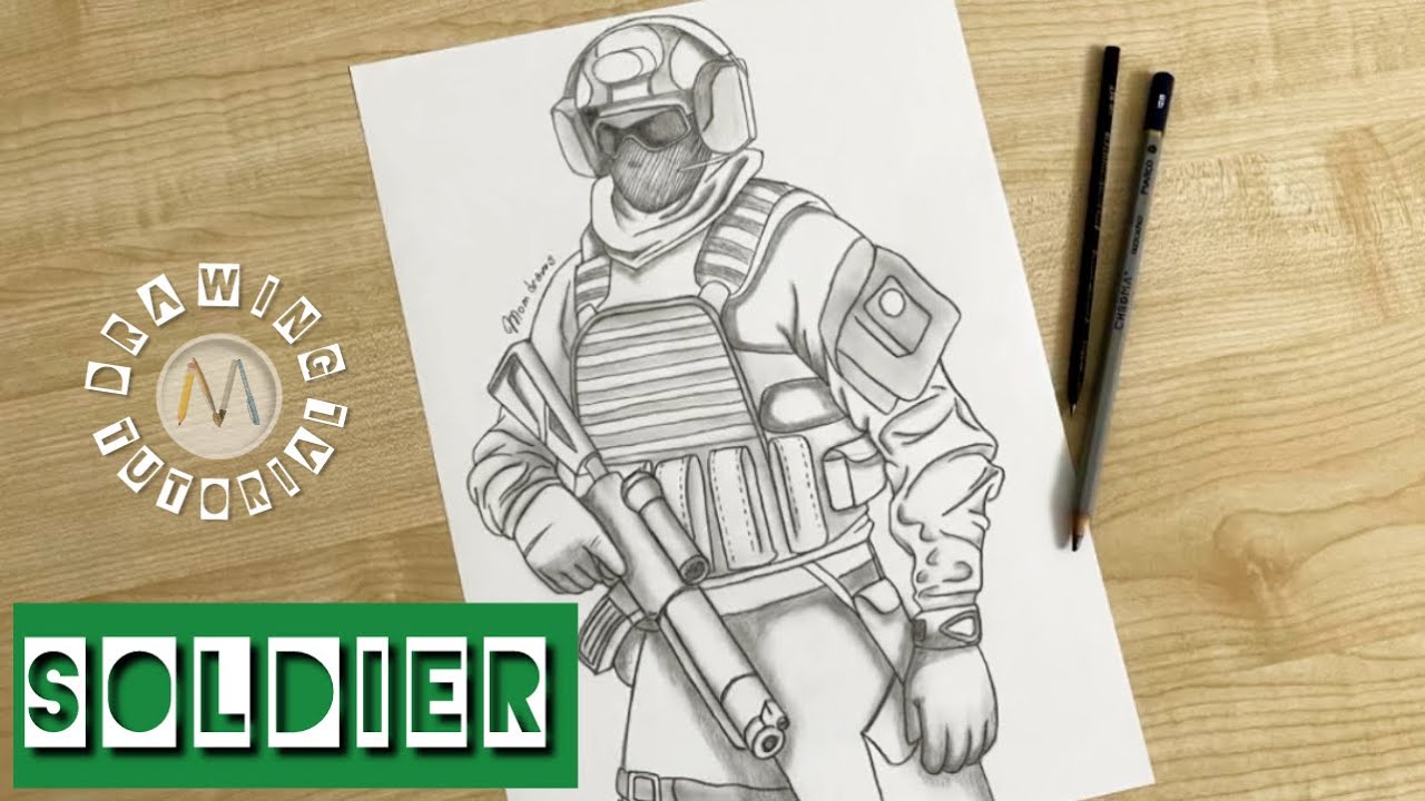 How to draw a Soldier holding a gun / Soldier drawing step by step ...