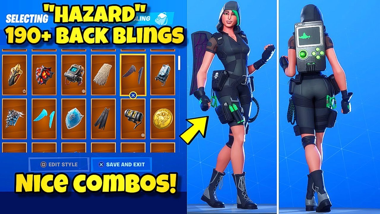 NEW "HAZARD" SKIN Showcased With 185+ BACK BLINGS! Fortnite BR (BEST ...
