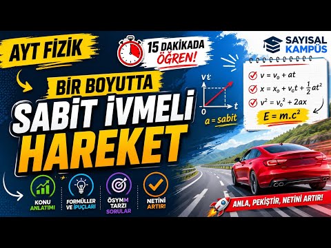AYT Fizik Bir Boyutta Sabit İvmeli Hareket Konu Anlatımı | Tüm Formüller ve Soru Çözümleri(2027 YKS)