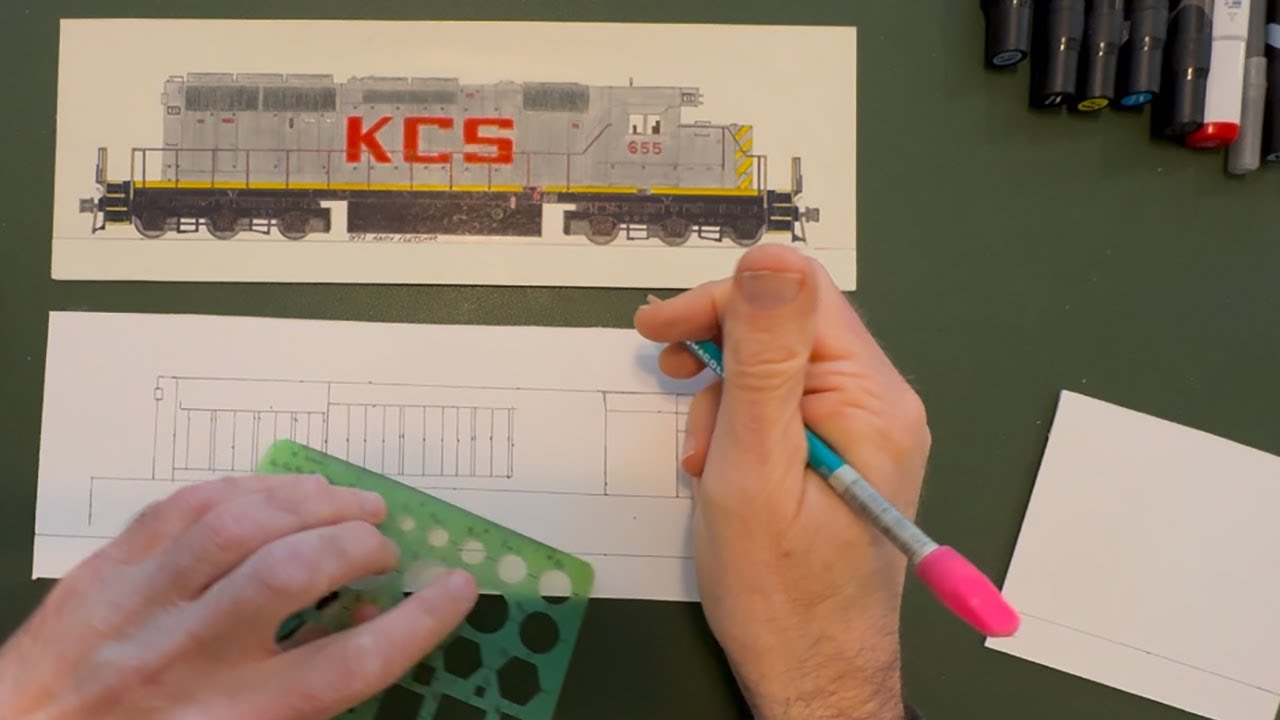 Kansas City Southern SD40-2 655 Locomotive Drawing Andy Fletcher ...