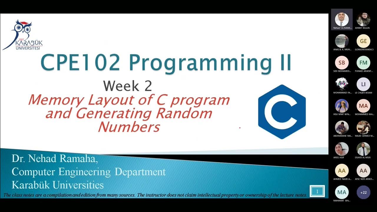 Lec2- Memory Layout of C program and Generating Random Numbers(Prog2) - YouTube