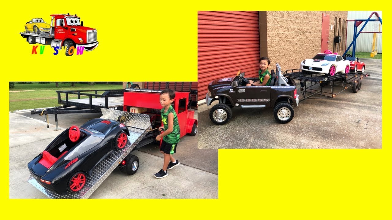 Kruz Showing His Custom Built Trailers and Mini Rollback Truck - YouTube