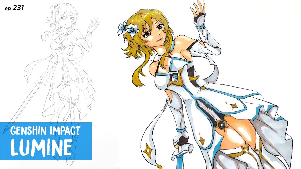 How to draw Lumine | Genshin Impact | sketching | anime character | ep ...