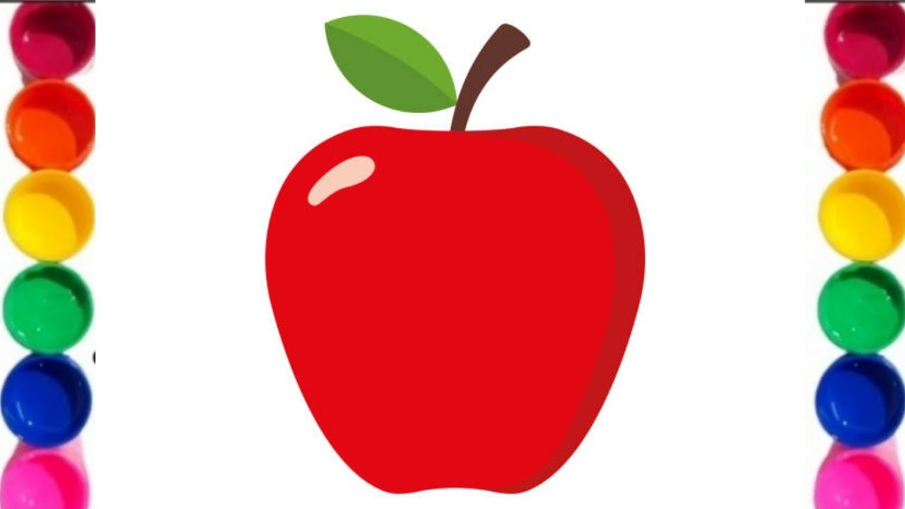 How to draw a apple 🍎 for kids/Drawing and Painting apple for kids ...