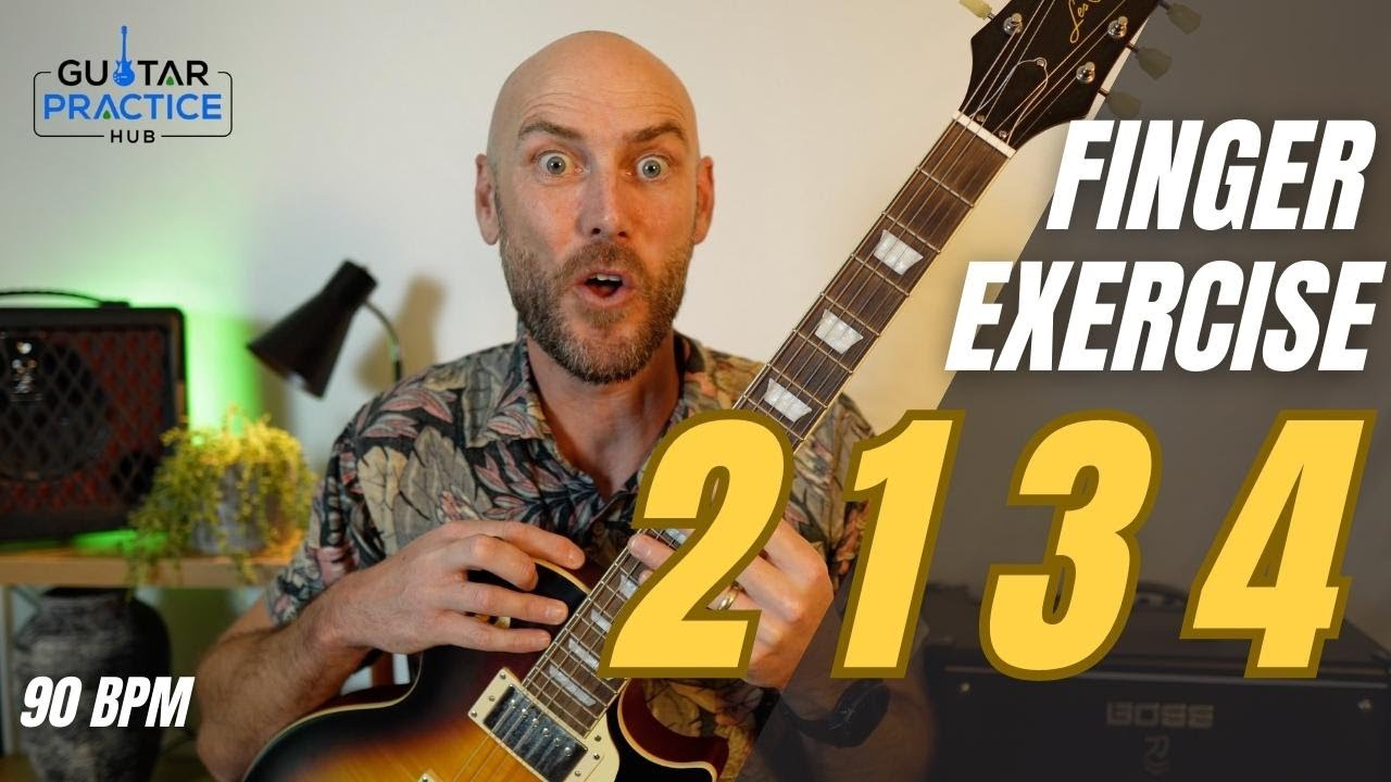 Guitar Practice - Finger Exercise - 2 1 3 4 - 90 Bpm - YouTube