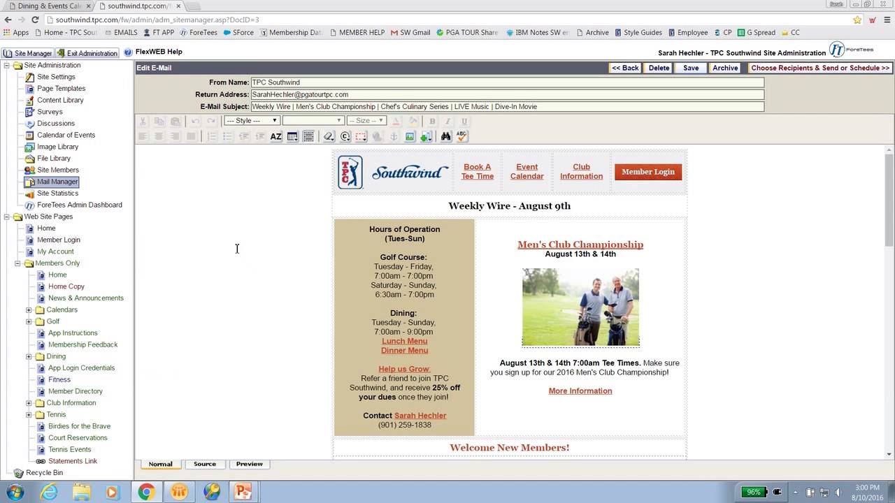 ForeTees - How to Create an E-mail - YouTube