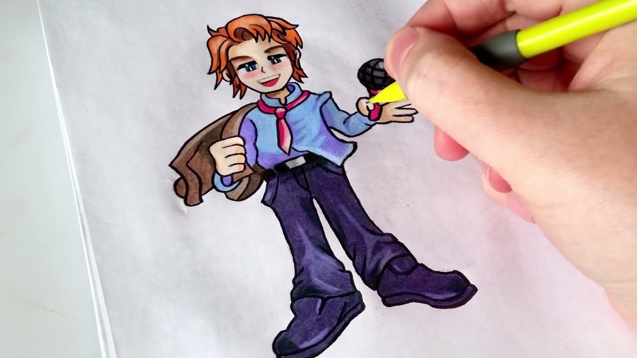 Draw Senpai HD Friday Night Funkin FNF drawing - YouTube